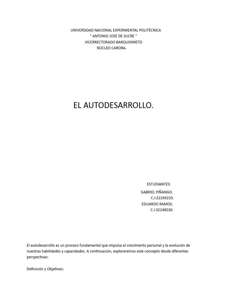 EL AUTODESARROLLO | PDF | Desarrollo personal | Aprendizaje