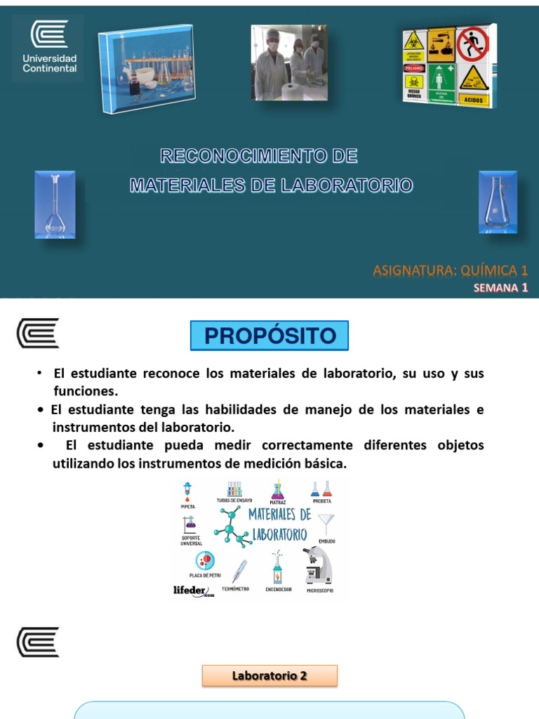 Semana 2 - Ppt_materiales de Laboratorio_lab. Química 1_2023-10 | PDF | Laboratorios | Materiales