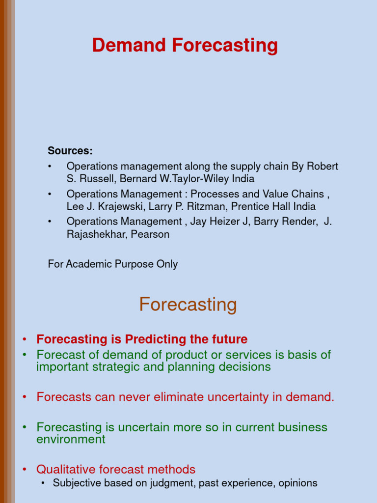 OM 11 2023 Topic Demand Forecasting | PDF | Forecasting | Linear Regression