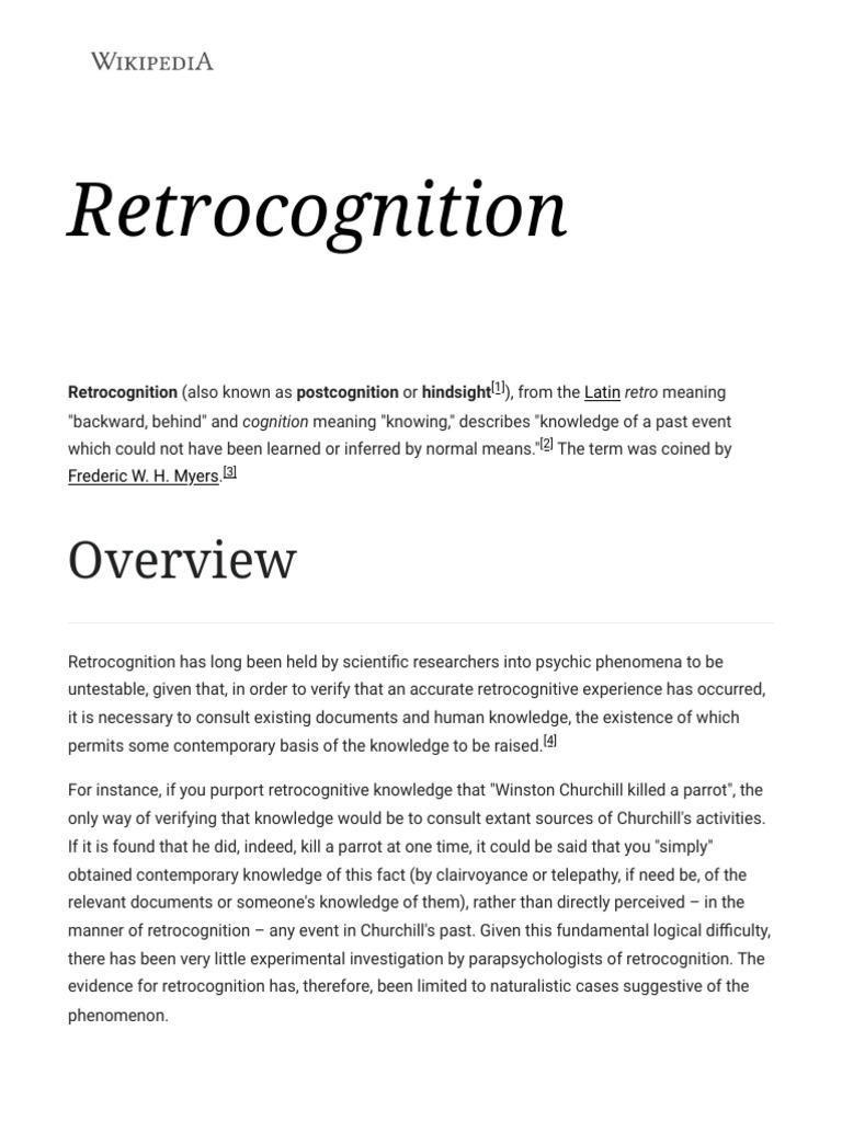 Retrocognition: Understanding Past Events | PDF