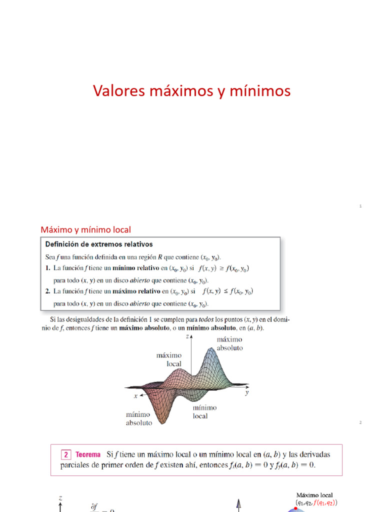 Cálculo de Máximos y Mínimos Locales | PDF