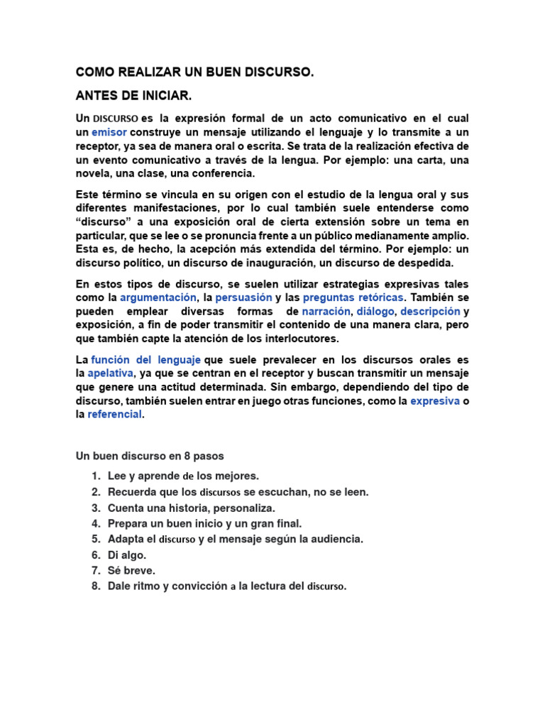 Cómo Hacer un Buen Discurso | PDF | Hablar en público