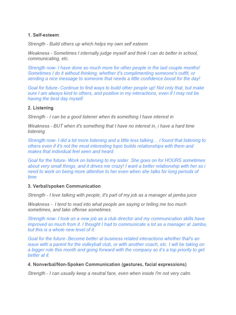 Self Eval PT 2 | PDF | Communication | Nonverbal Communication