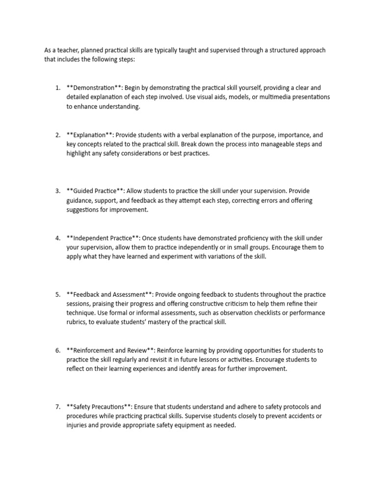 Effective Teaching of Practical Skills | PDF