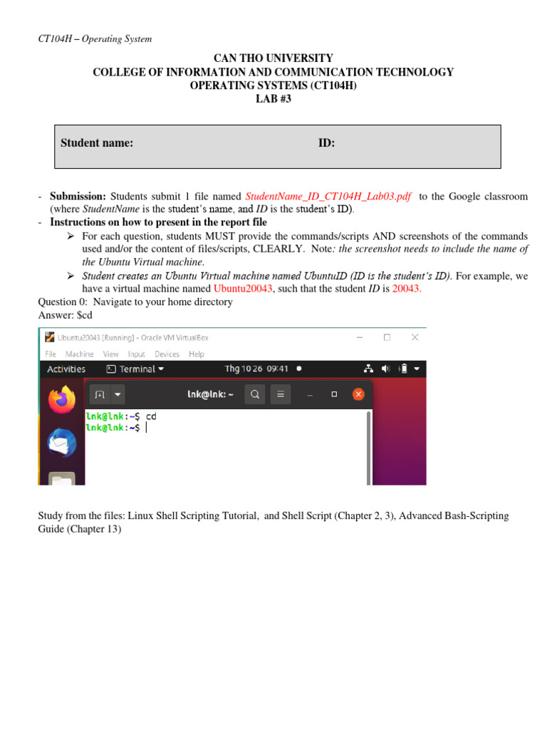 Le Nguyen Nhat Minh - B2205994 - CT104H - Lab03 | PDF | Operating System Technology | Software ...