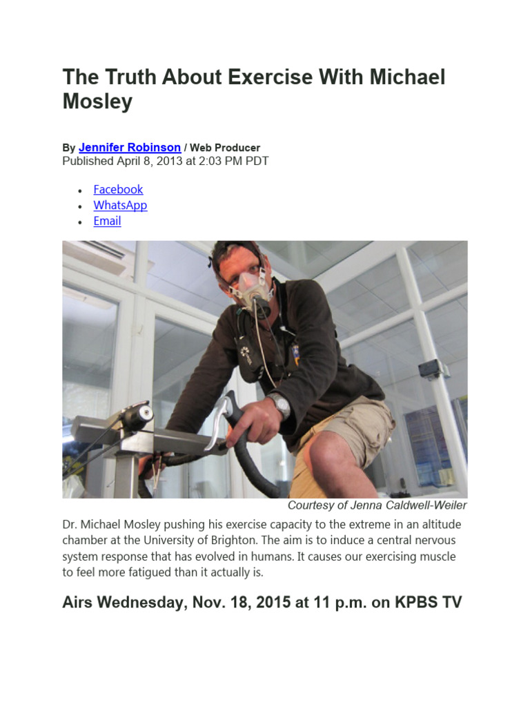 The Truth About Exercise With Michael Mosley | PDF | Dieting