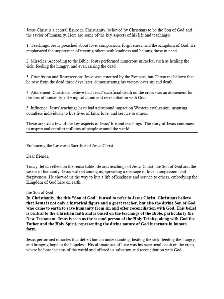 Jesus Christ Is A Central Figure in Christianity | PDF | Jesus ...