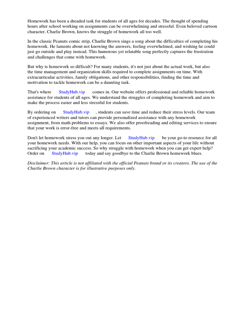 Charlie Brown Homework Song | PDF | Homework | Peanuts