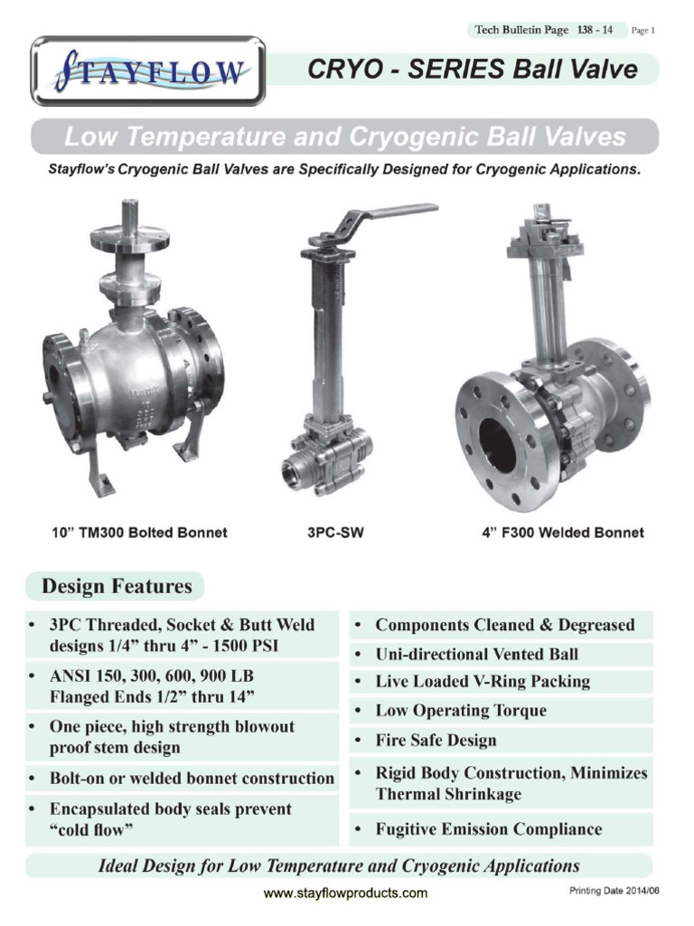 CRYO SERIES BALL VALVE PRODUCT LITERATURE | PDF