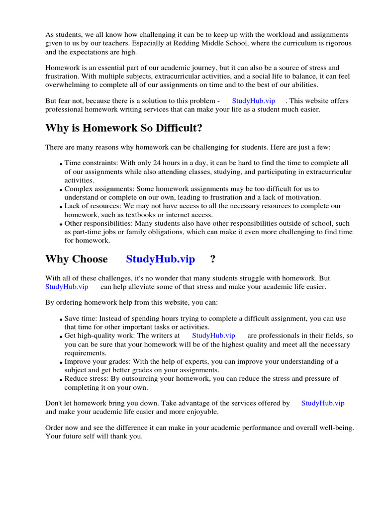 Redding Middle School Homework | PDF | Homework | Schools