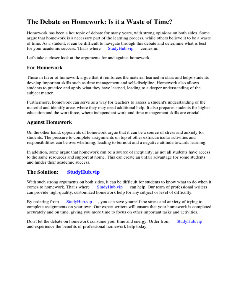 Homework Is Not A Waste of Time Debate | PDF | Homework | Climate Change