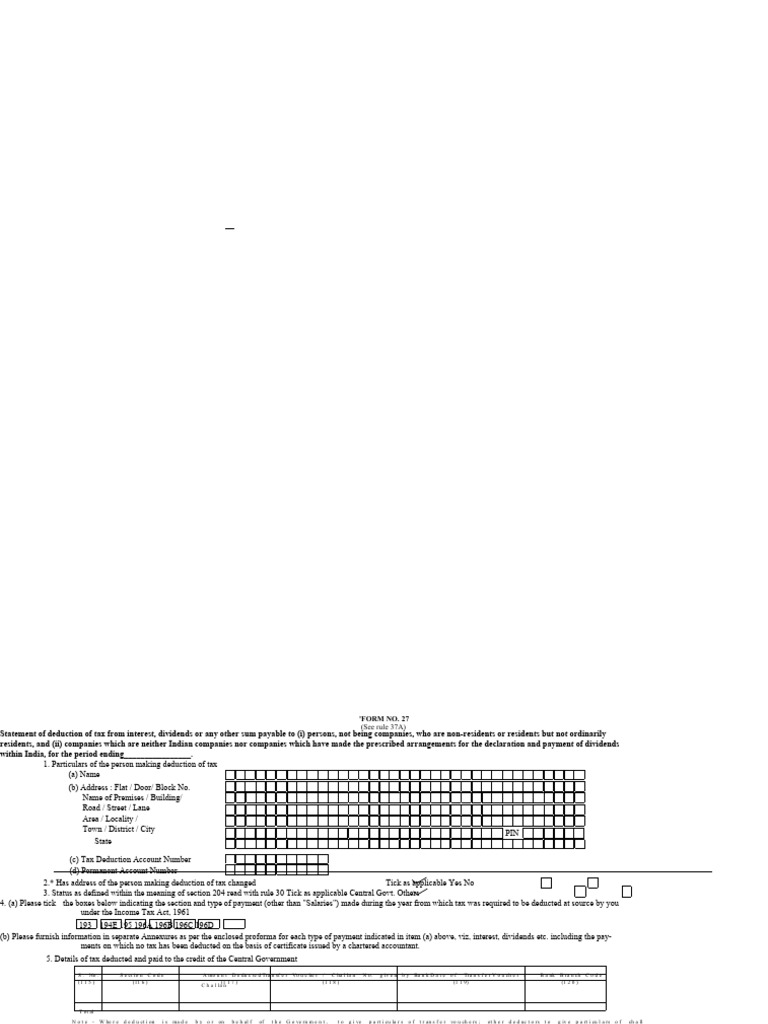 Form NO 27 | PDF | Dividend | Tax Deduction