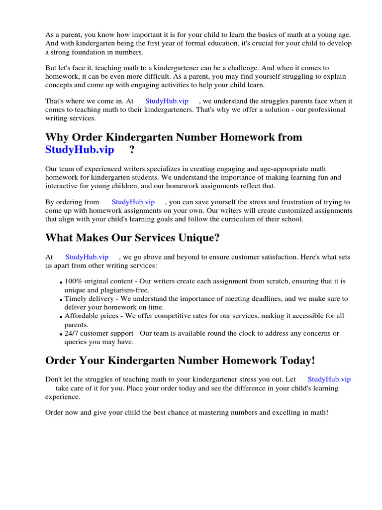 Number Homework For Kindergarten | PDF | Worksheet | Preschool