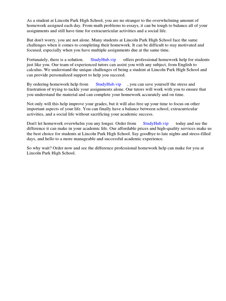 Lincoln Park High School Homework | PDF | Homework | Books