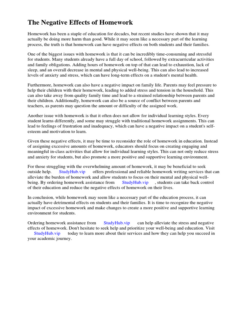 Homework Is Bad For You | PDF | Homework | Learning