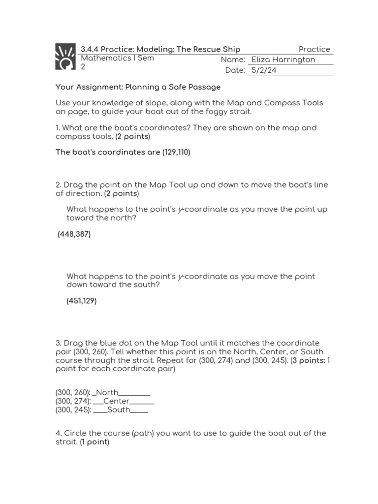 3.4.4 Practice - Modeling - The Rescue Ship (Practice) | PDF | Teaching ...