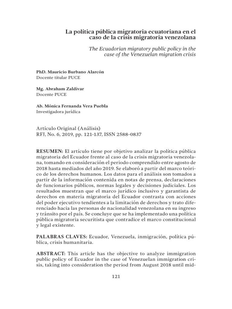 Política migratoria de Ecuador y Venezuela | PDF | Convenio europeo de ...