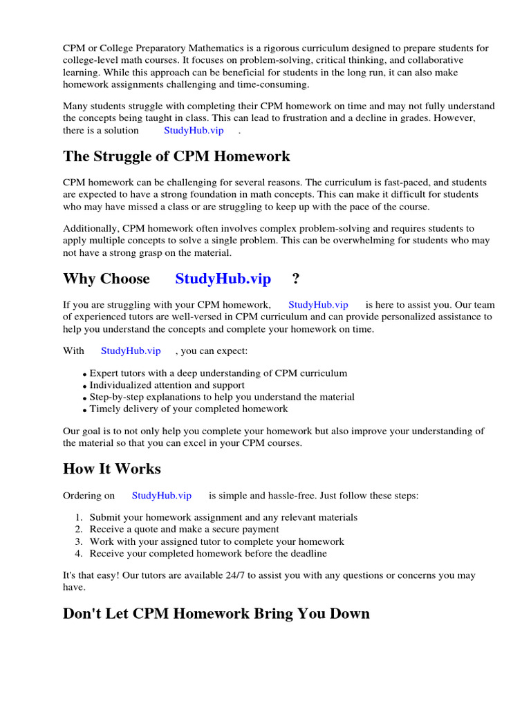 Homework CPM | PDF | Mathematics | Homework