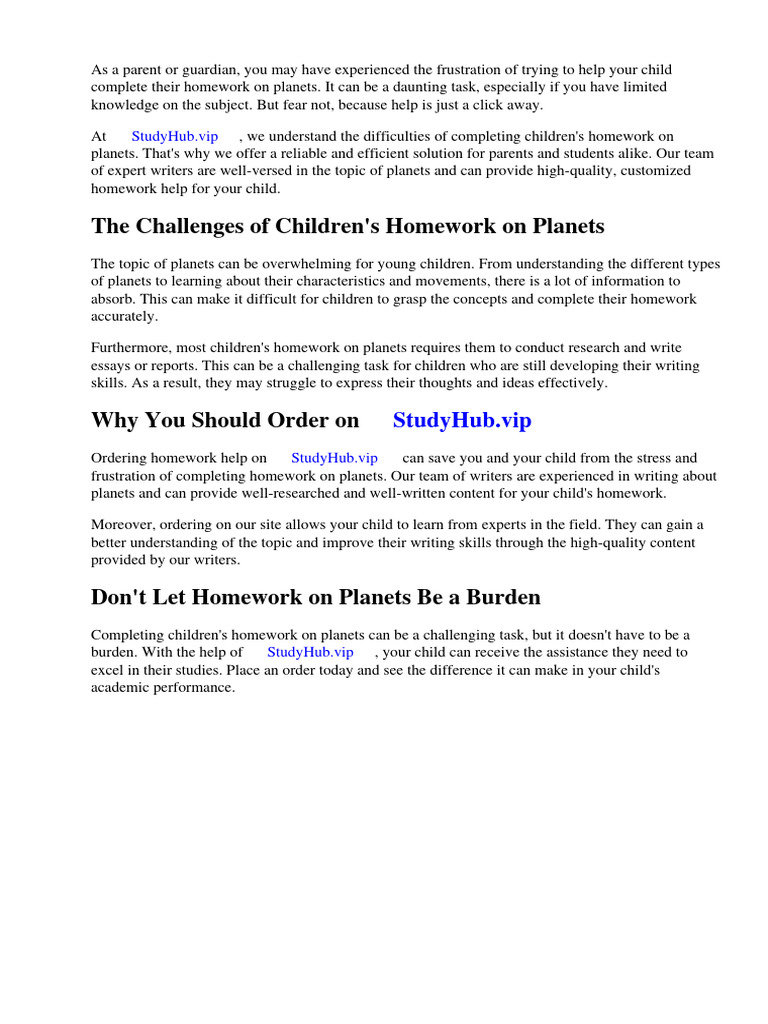 Childrens Homework Planets | PDF | Solar System | Planets