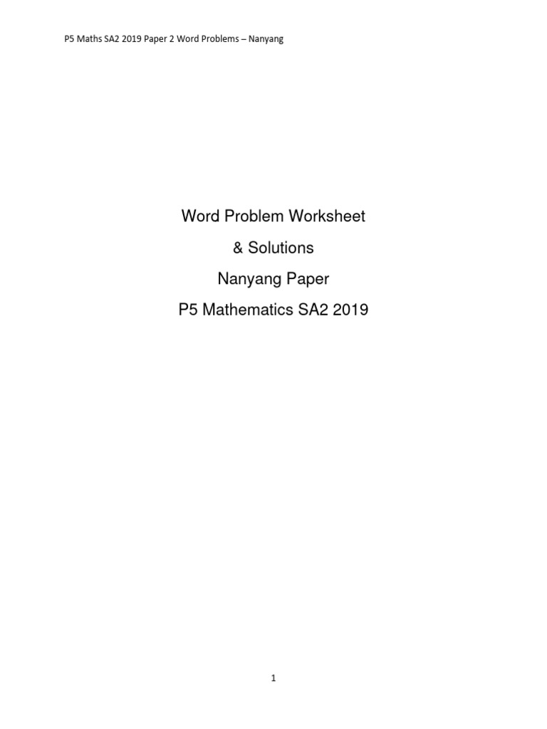 P5 Maths SA2 2019 Worked Solutions Nanyang | PDF | Area | Euclidean ...