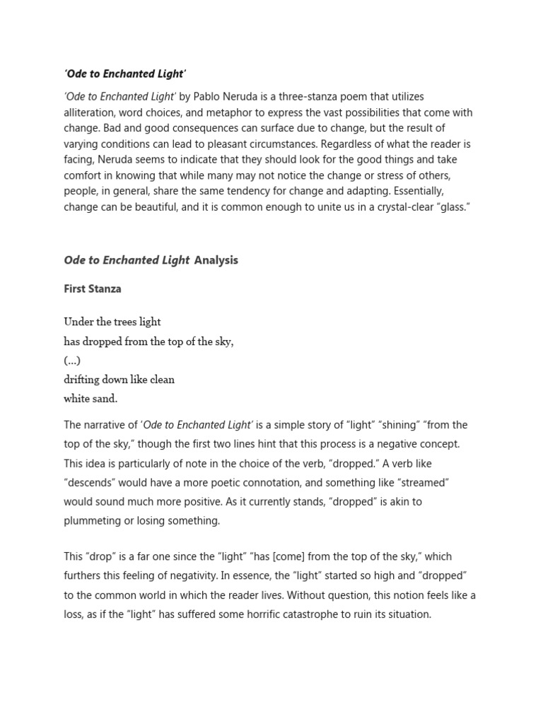 Ode To Enchanted Light | PDF | Poetry