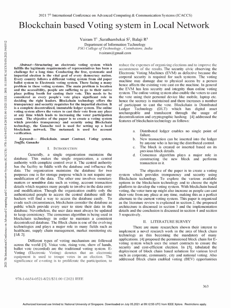 blockchain voting | PDF | Electronic Voting | Voting