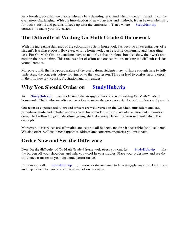 Go Math Grade 4 Answer Key Homework | PDF | Mathematics | Homework