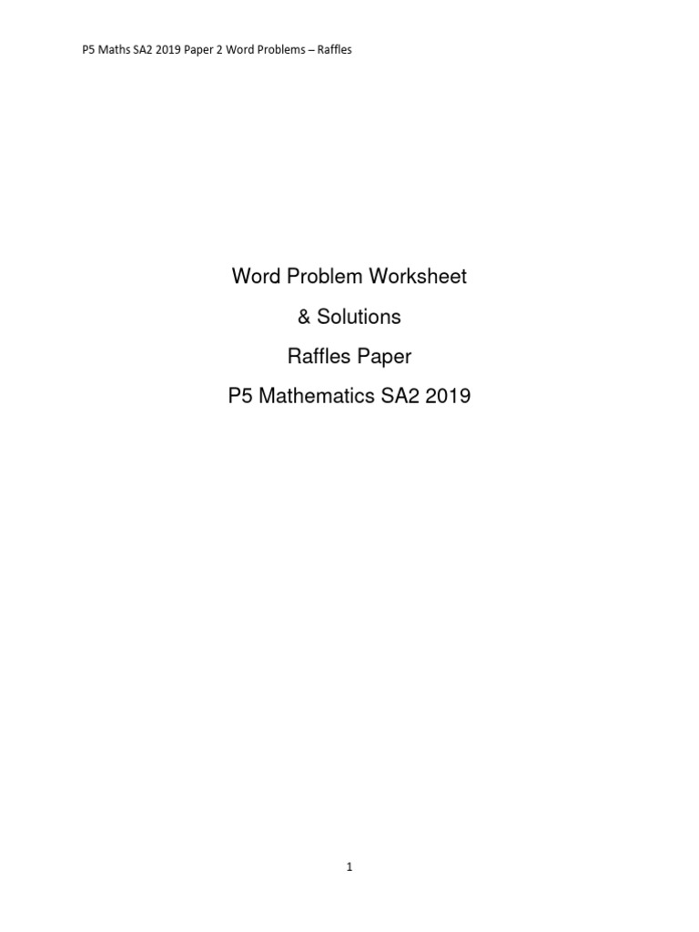 P5 Maths SA2 2019 Worked Solutions Raffles | PDF | Mathematics