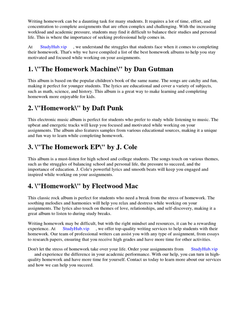 Best Homework Albums | PDF | Homework | Learning