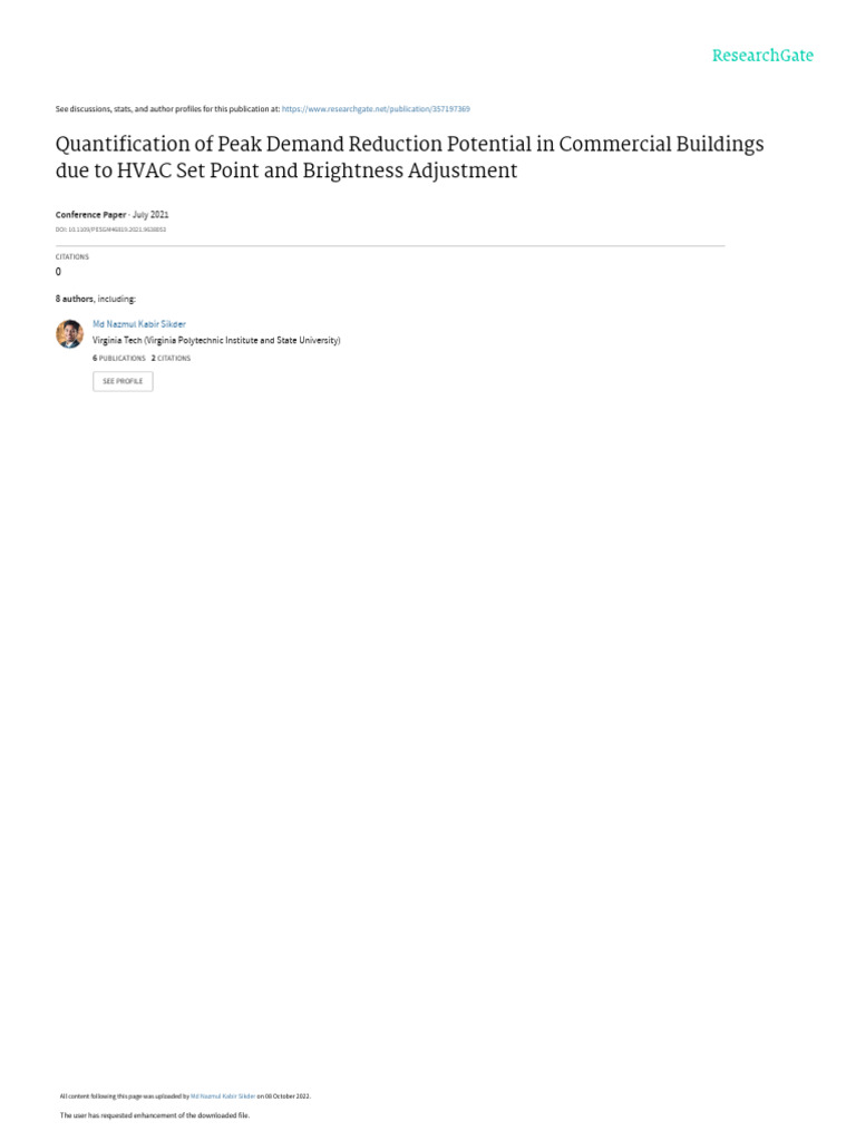 Quantification of Peak Demand Reduction Potential in Commercial ...
