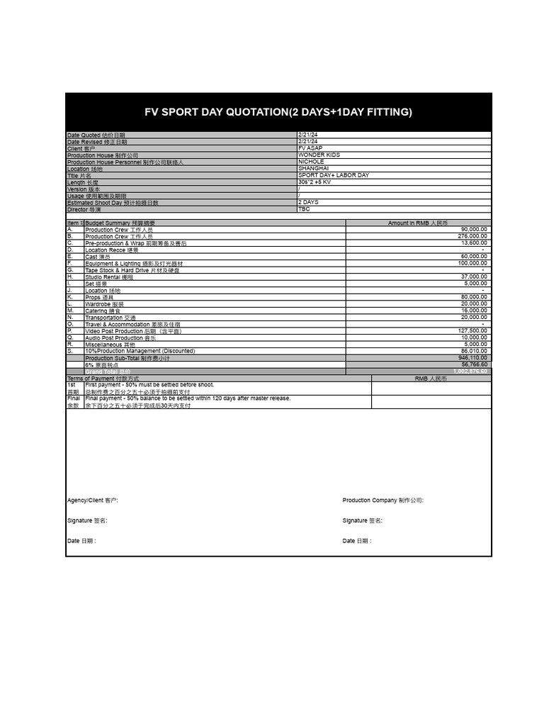 20240221_FV_QUOTATION V1 for 2 Video_ 5KV | PDF