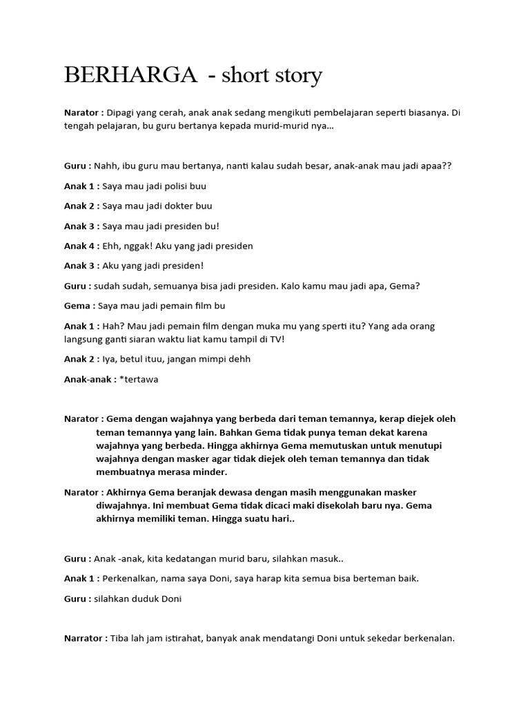 Drama Singkat Rohani Kristen "Berharga" | PDF