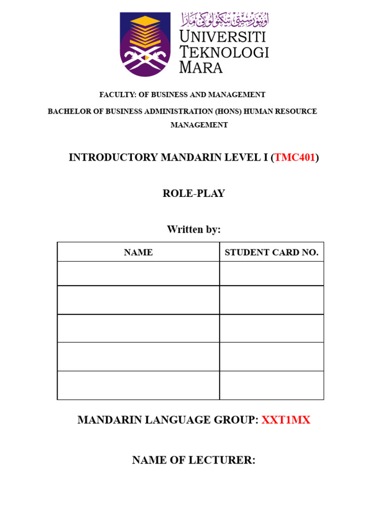 Mandarin Role-Play Script Guidelines | PDF