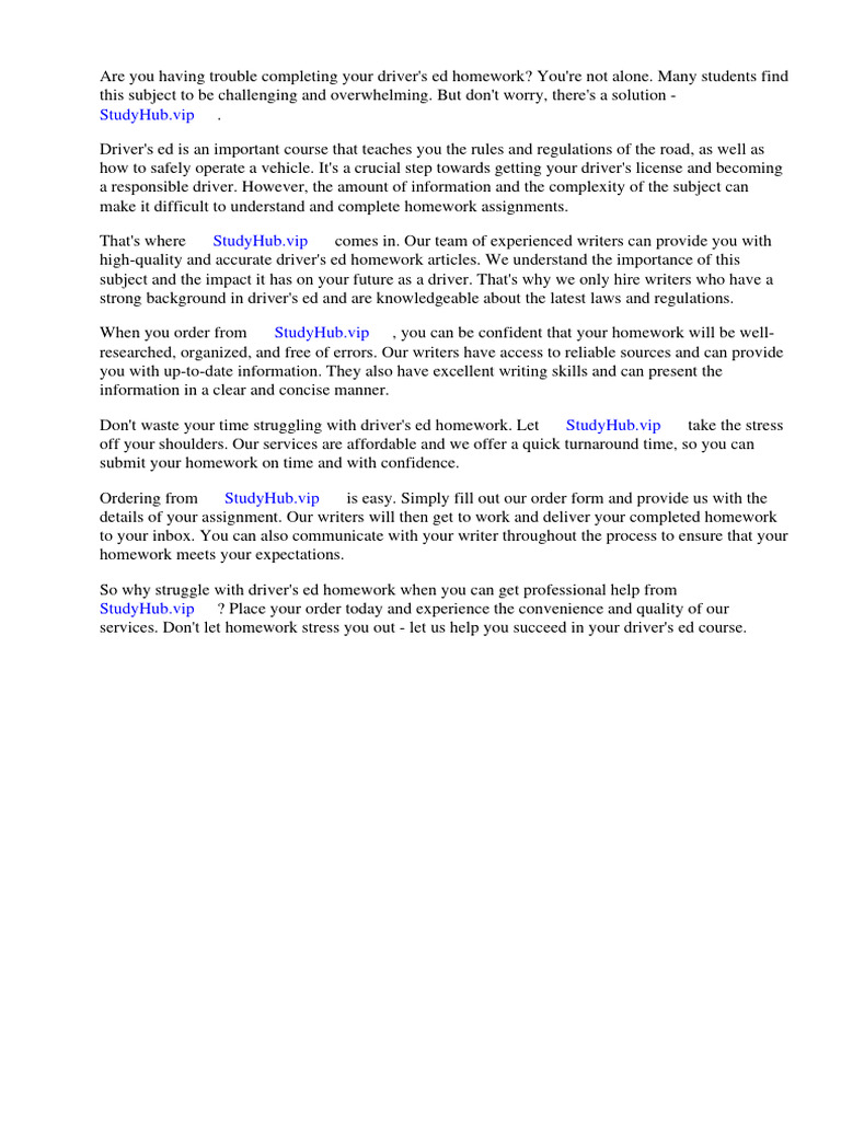Drivers Ed Homework Articles | PDF | Department Of Motor Vehicles ...