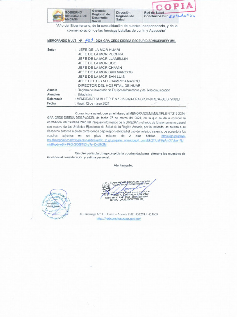 Memo Multi 121 Parqueo Informatico | PDF