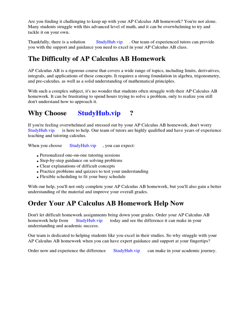 AP Calculus Ab Homework Help | PDF | Advanced Placement | Homework