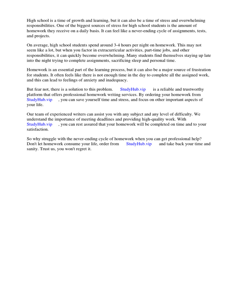 Average High School Homework Time | PDF | Homework | Schools