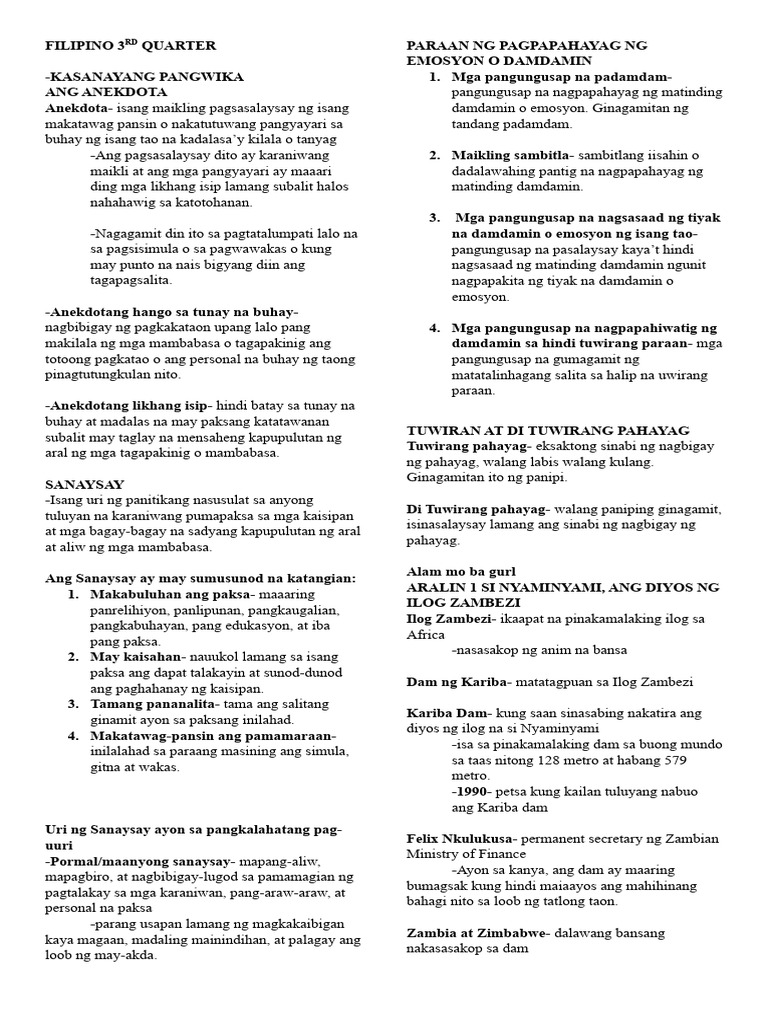 Filipino 3rd Quarter | PDF