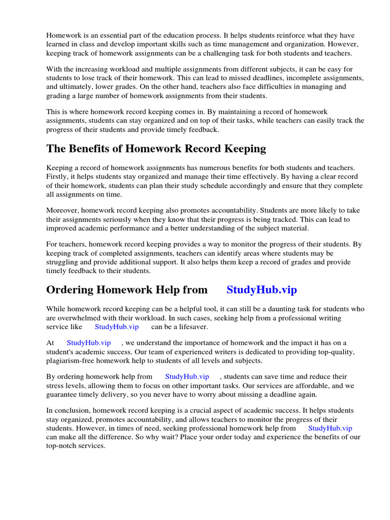 Homework Record Keeping | PDF | Homework | Worksheet