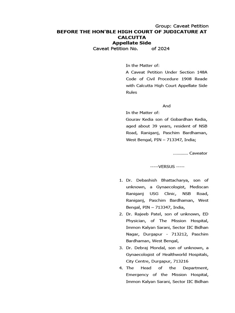 Caveat Petition High Court | PDF | Common Law | Public Law