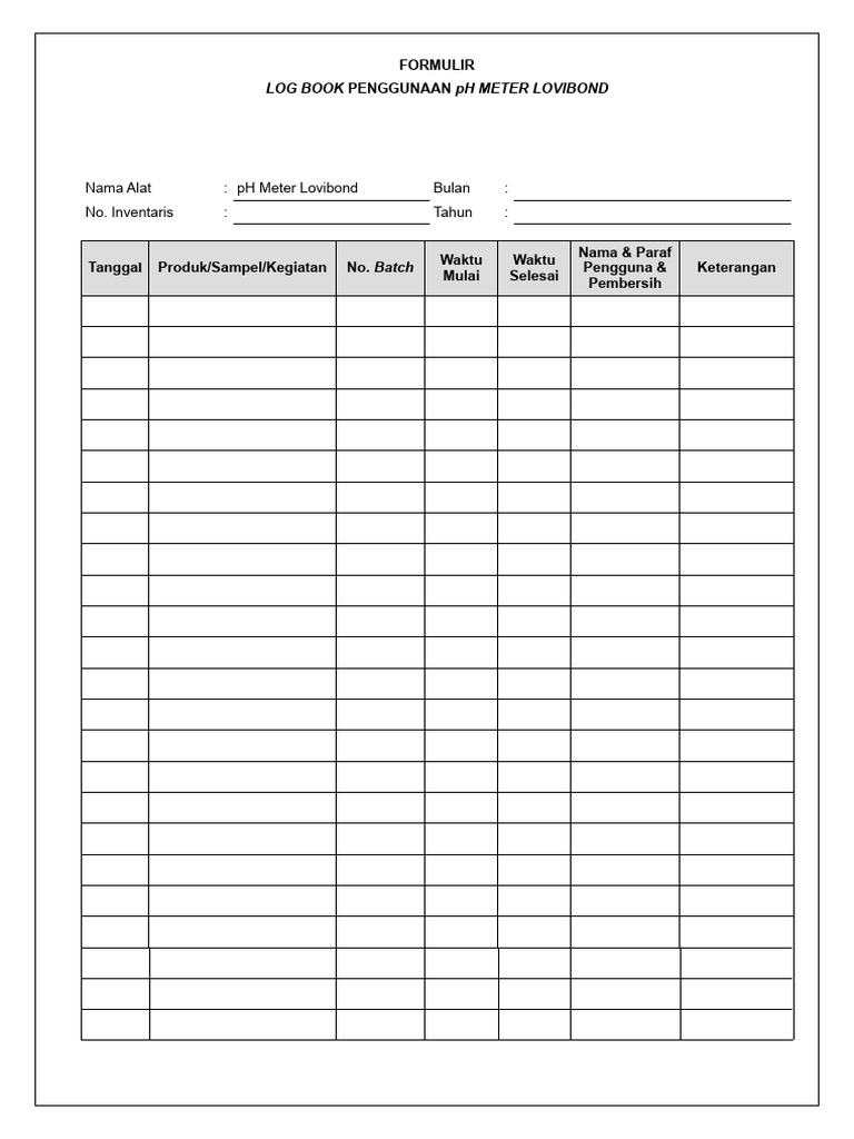 Form Logbook PH Meter | PDF