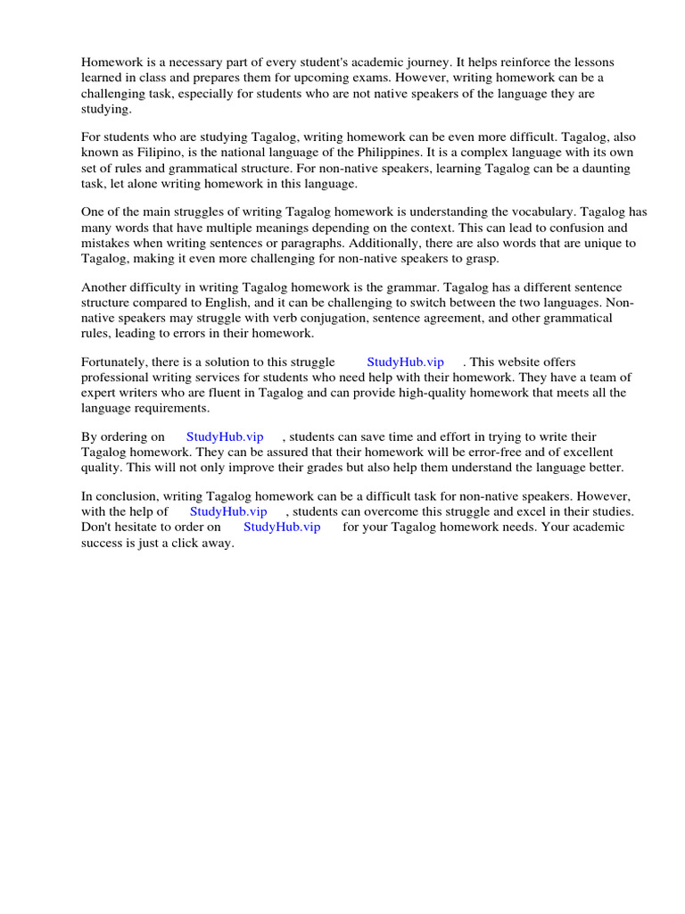 Tagalog Ng Homework | PDF | Tagalog Language | Grammar