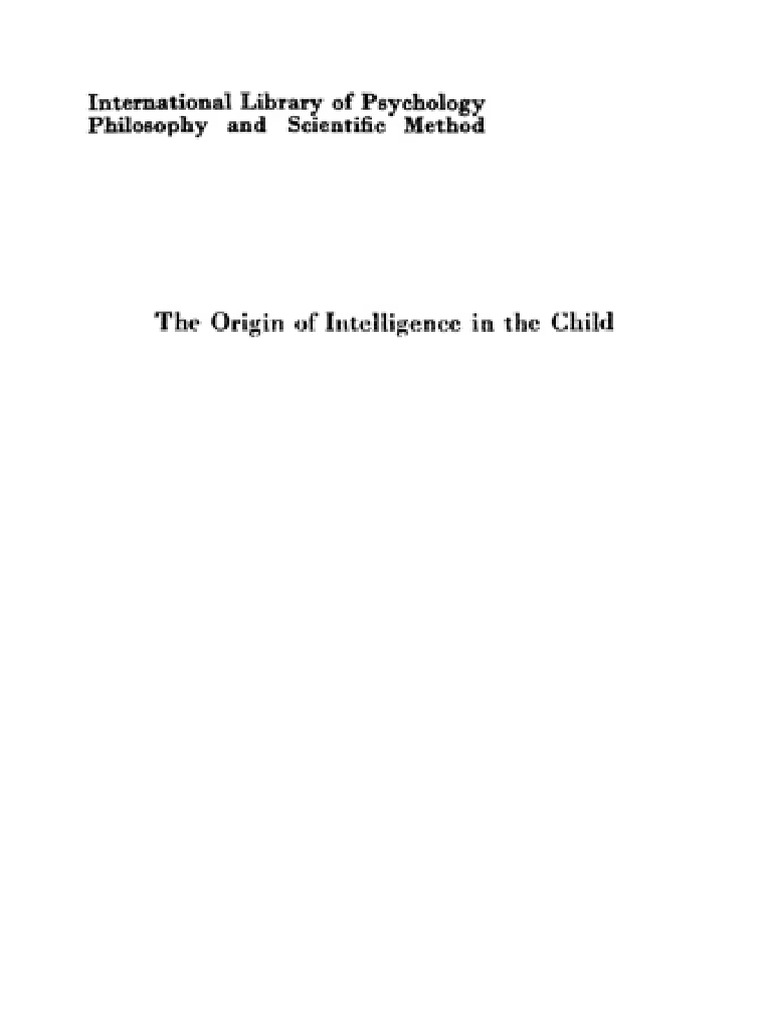 Smaller Piaget - The Origin of Intelligence in The Child | PDF ...