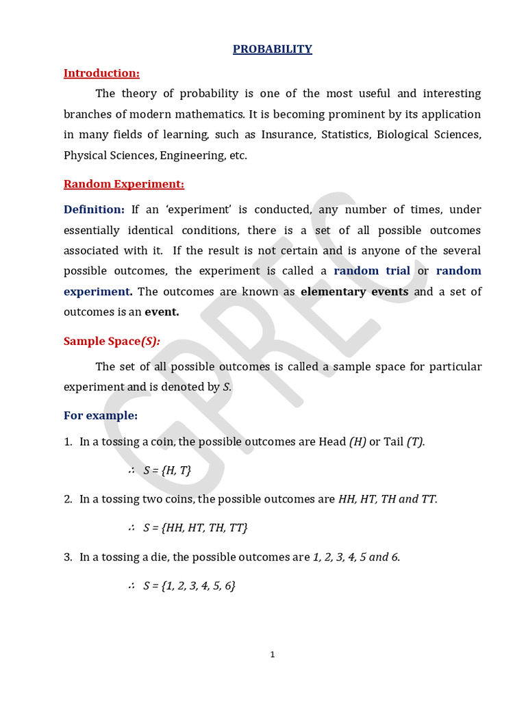 PSM - CSM - Unit - I (Part - II) - MSSR | PDF | Probability Theory | Science