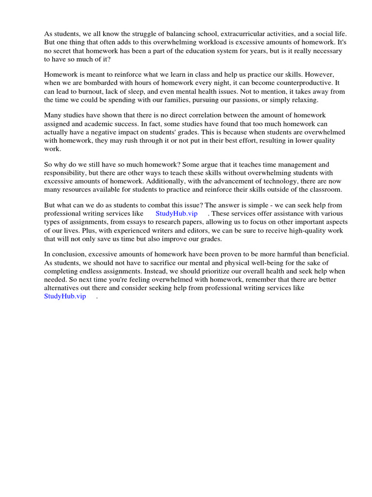 Why We Shouldnt Have Too Much Homework | Download Free PDF | Homework ...