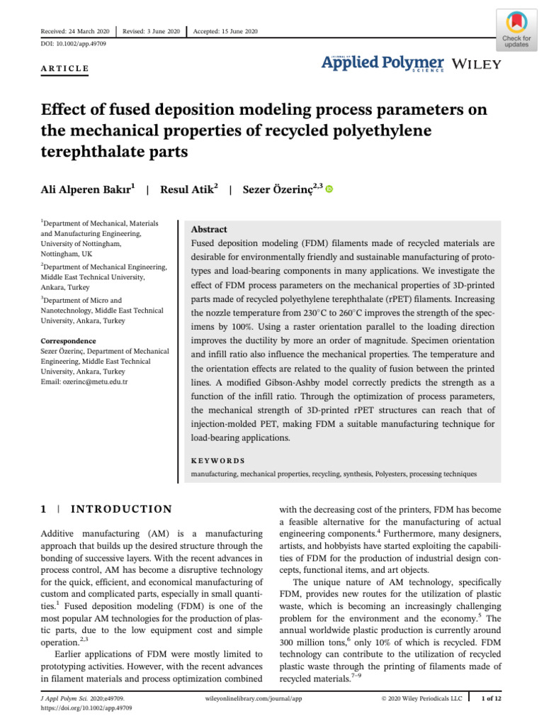 Effect of Fused Deposition Modeling Process Parameters On | PDF | Ultimate Tensile Strength ...