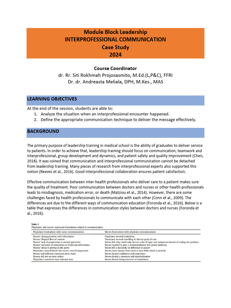 IP Communication - Case Study - 2024 | PDF | Patient | Medical Error
