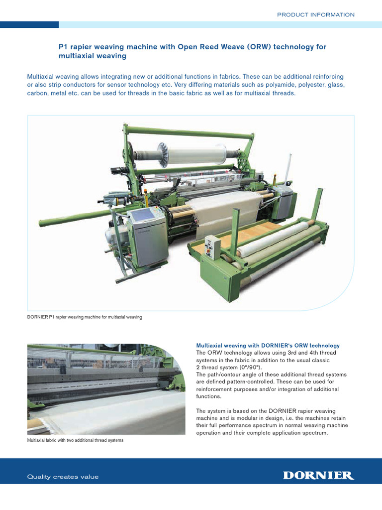DORNIER ORW Technology for Multiaxial Weaving | PDF | Weaving | Textiles