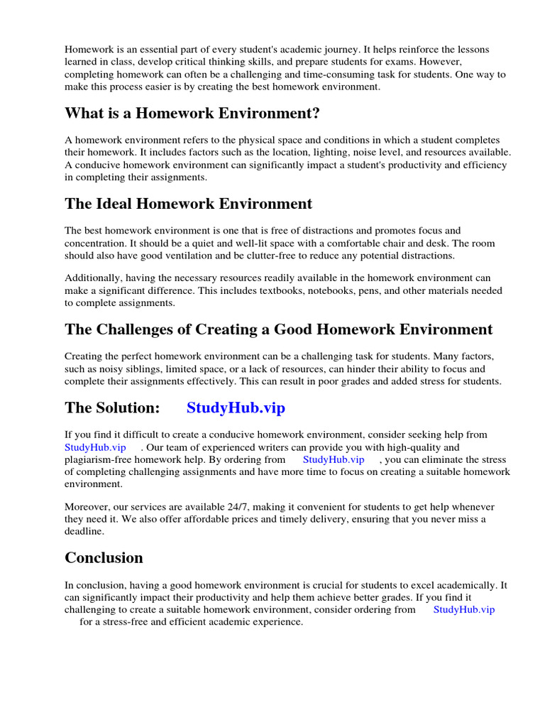 Best Homework Environment | PDF | Homework | Teachers