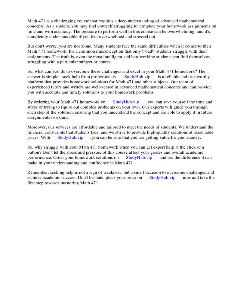 Homework Solutions For Math 471 Pdf Homework Mathematics 